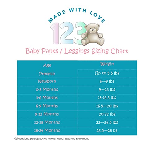 123 Bear 100% Cotton Baby Pants with Footies 100% Cotton Unisex Boys Girls (Newborn, 2-Pack Pink2)