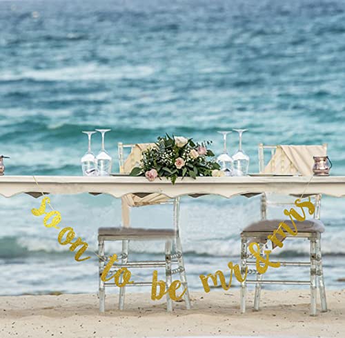 YaFeiDa Soon to Be Mr&Mrs Banner Future Mr & Mrs Banner for Engagement Bridal Shower Bride and Groom Party Decorations Pre-Strung Sign (Gold),SKA-NB018