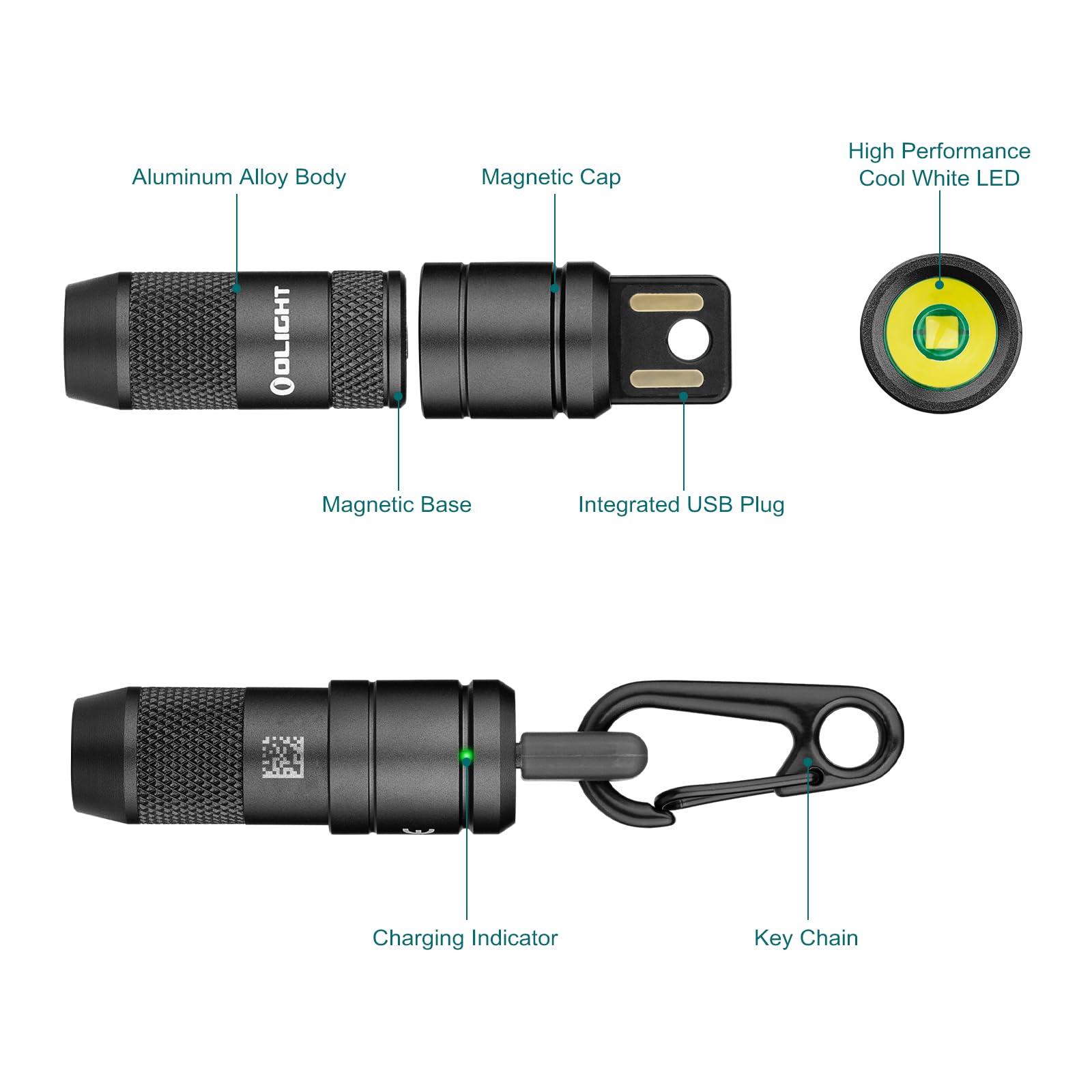OLIGHT IMINI 2 EDC Rechargeable Keychain Flashlight, 50 Lumens Compact and Portable Mini LED Keyring Lights with Built-in Battery Ideal for Everyday Carry and Emergencies (Black)