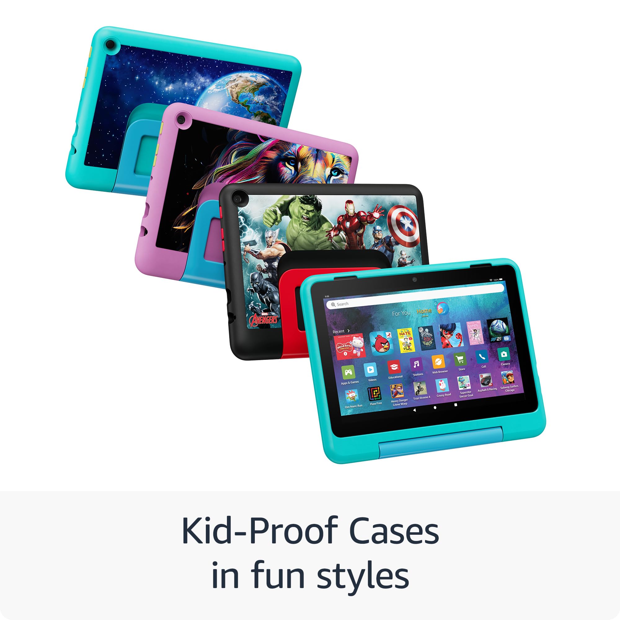 New Amazon Fire HD 8 Kids Pro tablet, ages 6-12. Bright 8" HD screen, includes ad-free content, parental controls, 13-hr battery, slim case for older kids, 32GB, Jungle Cat, (2024 release)