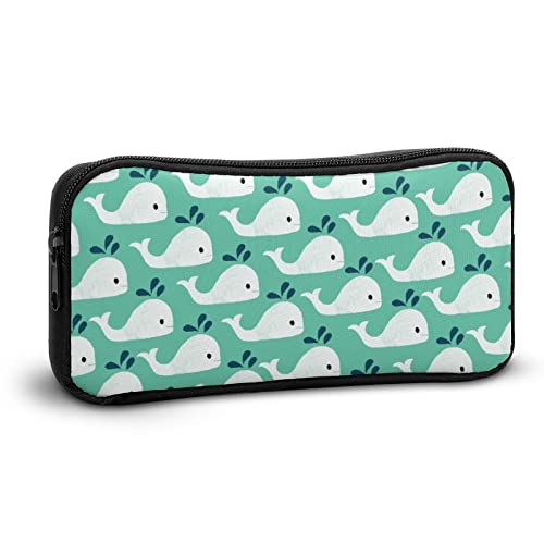Cartoon Whales Pencil Case Stationery Pen Pouch Portable Makeup Storage Bag Organizer Gift
