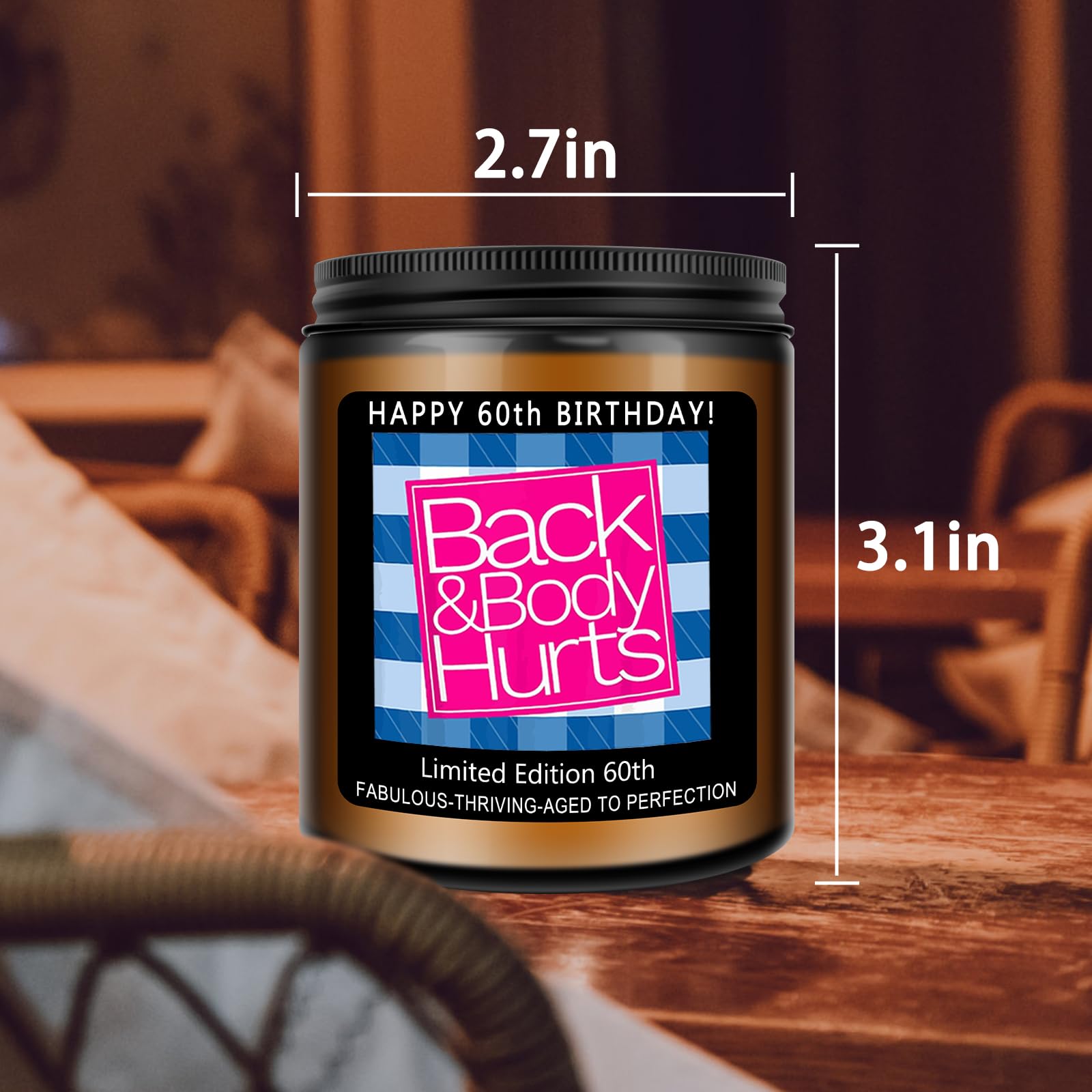 Homsolver 60th Birthday Gifts For Women Men, Happy 60th Birthday Decorations Candles Gift For Her Him, Funny 60 Years Old Ideas- Handmade Lavender Candle