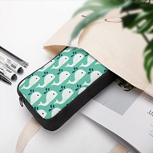 Cartoon Whales Pencil Case Stationery Pen Pouch Portable Makeup Storage Bag Organizer Gift
