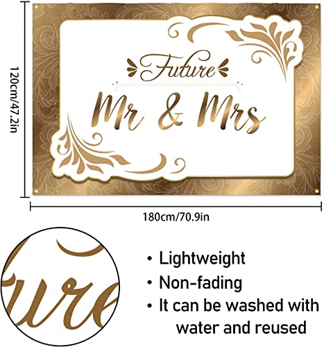 Future Mr & Mrs Backdrop Banner Golden Engagement Bridal Shower Wedding Theme Party Decorations Photography Background White
