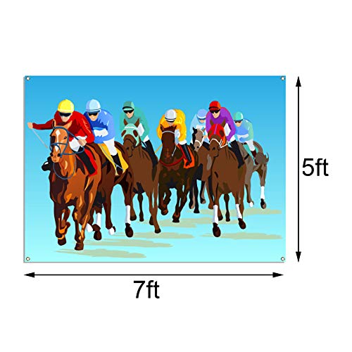 Pudodo Kentucky Derby Background Banner Run for The Roses Horse Racing Equestrian Photography Background Party Decoration Supply