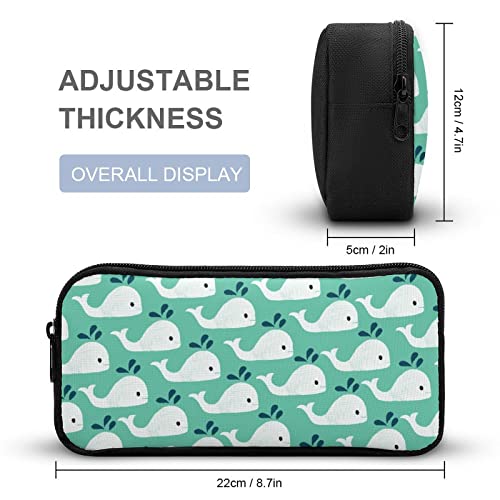 Cartoon Whales Pencil Case Stationery Pen Pouch Portable Makeup Storage Bag Organizer Gift