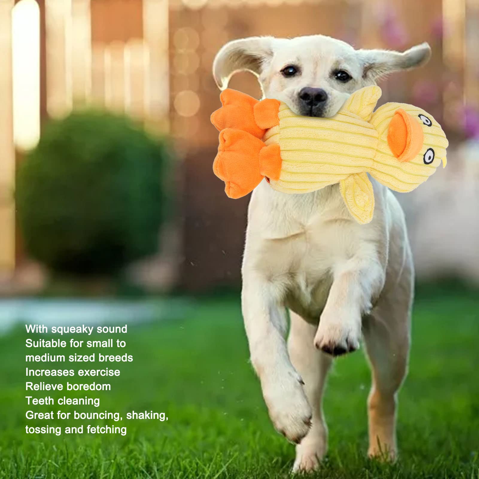 Zerodis Plush Dog Duck Toy, Cute Little Yellow Duck Relieves Boredom Puppy Toy Squeaky for Small Medium Dogs