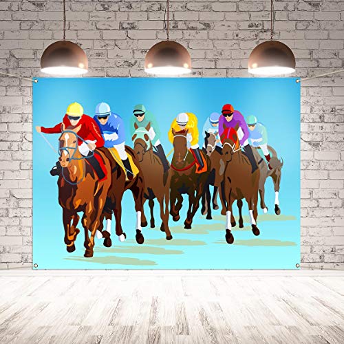 Pudodo Kentucky Derby Background Banner Run for The Roses Horse Racing Equestrian Photography Background Party Decoration Supply