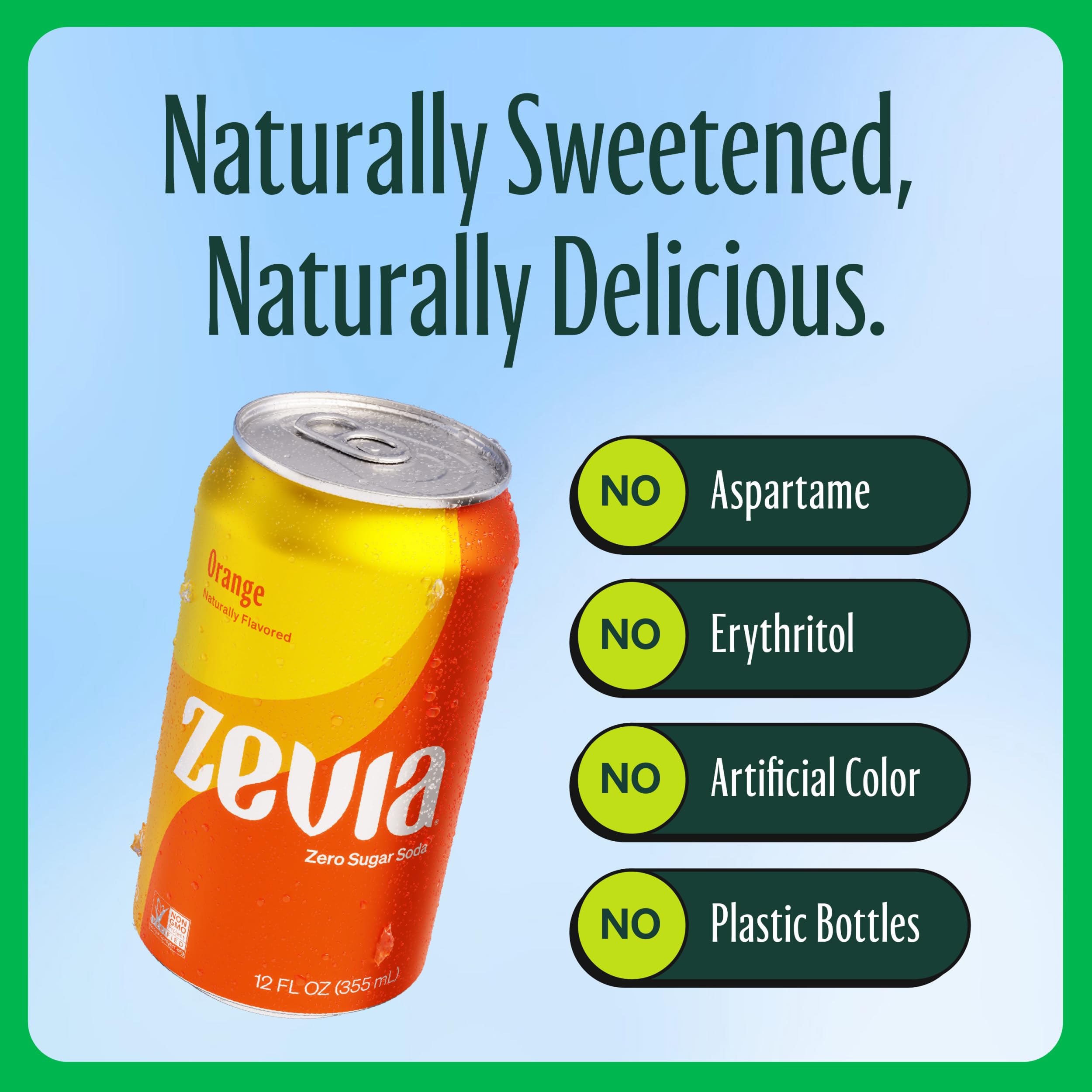 Zevia Zero Sugar Soda, Rainbow Variety Pack, 12 oz Cans (24-Pack) β Naturally Sweetened, Zero Calorie Sugar Free Soda - Non-GMO Project Verified, Gluten-Free, Vegan