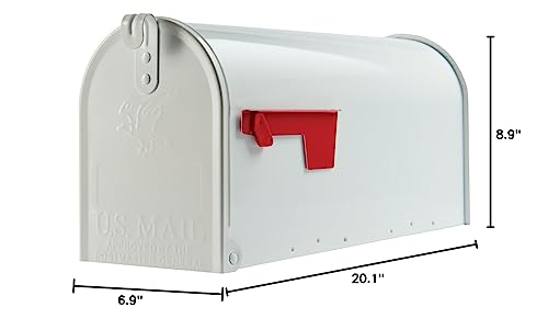 Gibraltar Mailboxes Elite Medium Capacity Galvanized Steel White, Post-Mount Mailbox, E1100W00