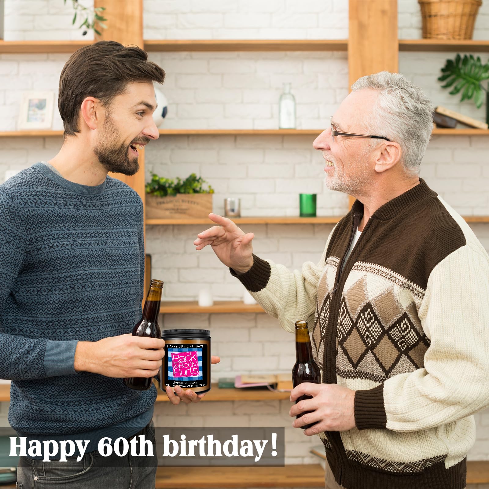 Homsolver 60th Birthday Gifts For Women Men, Happy 60th Birthday Decorations Candles Gift For Her Him, Funny 60 Years Old Ideas- Handmade Lavender Candle