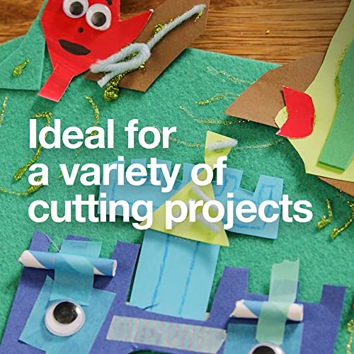 Fiskars Kids Scissors, Left Handed Scissors for Kids, Scissors for school, SoftGrip, 5 Inch, Blue Lightning