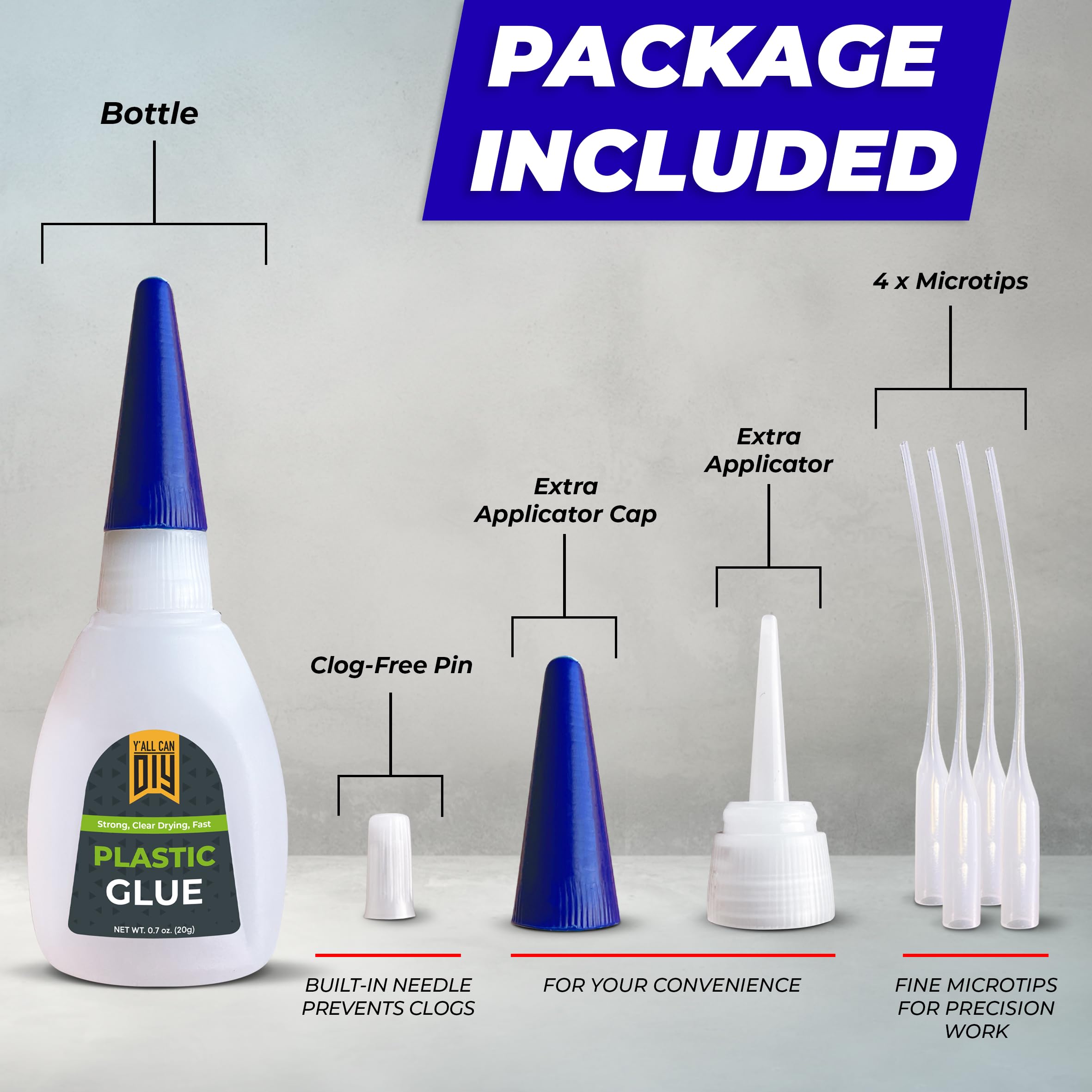 Y'allCanDiy Super Glue for Plastic 20g (.7 oz) - Heavy Duty Glue for Legos & Miniatures. CA Glue Adhesive for PLA, 3D Printing, Toys, Car, ABS, PVC, DIY Kits