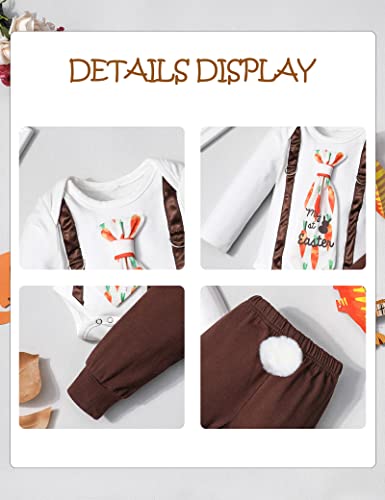 Baby Boy Easter Outfit 6-9 Months, Easter Baby Boy Outfit Suspender Long Sleeve Romper Pant Sets My First Easter Baby Boy Outfit Baby Easter Outfit Boy