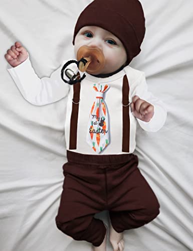 Baby Boy Easter Outfit 6-9 Months, Easter Baby Boy Outfit Suspender Long Sleeve Romper Pant Sets My First Easter Baby Boy Outfit Baby Easter Outfit Boy