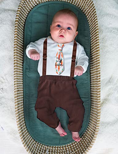 Baby Boy Easter Outfit 6-9 Months, Easter Baby Boy Outfit Suspender Long Sleeve Romper Pant Sets My First Easter Baby Boy Outfit Baby Easter Outfit Boy
