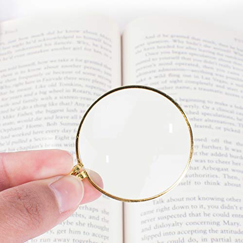 Necklace with 1-3/4 Inch Optical Magnifier Lens and 36-Inch Gold Chain for Library, Reading Fine Print, Zooming, Increase Vision, Jewelry