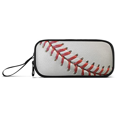 J JOYSAY Baseball Leather Pencil Case Large Big Capacity Pencil Bag for Girls Boys Pen Bag Marker Organizer Bag for Kids Teens Student Adults