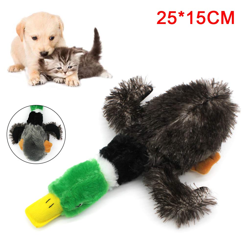 N/ hionre Sound Squeaky Interactive Toys for Pets, Funny Plush Cartoon Duck Shape Chew Play Toy for Pet Dog Cat Duck