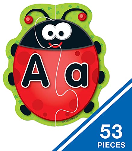 Carson Dellosa Ladybug Letters Alphabet Puzzle—Kids Alphabet Game With 26 2-Piece Ladybug Puzzles, 26 2-Sided Leaves With Alphabet Letters, 1-4 Players, Ages 4+