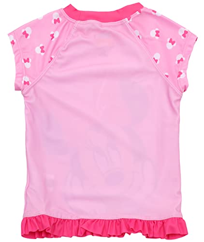 Disney Infant Girl's 2 Piece Minnie Mouse Rashguard Top and Swim Bottom Set, Pink, 24 Months