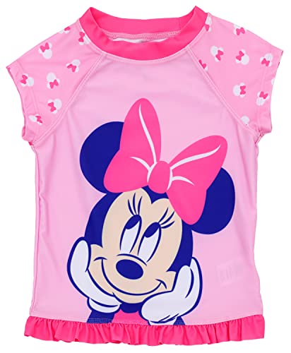 Disney Infant Girl's 2 Piece Minnie Mouse Rashguard Top and Swim Bottom Set, Pink, 24 Months