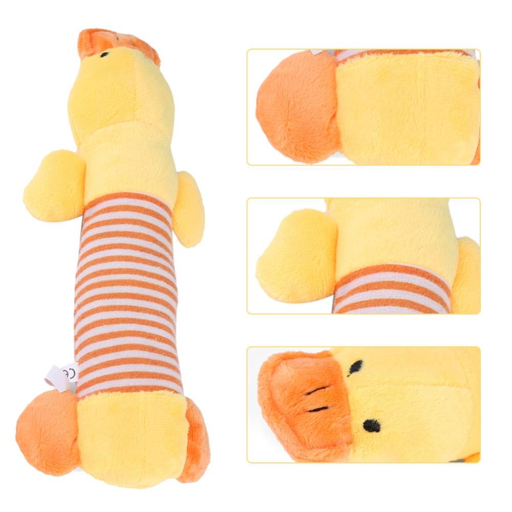 FILFEEL Dog Squeaky Toys, Pet Chew Toy Plush Skin Stuffless and Sound Fun Animal Shape Types Tug & Interactive for Gift(Yellow Duck)