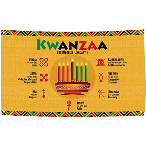 Happy Kwanzaa Banner Backdrop Decorations - African Heritage Holiday Hanging Backdrop Banner for Kwanzaa Decorations