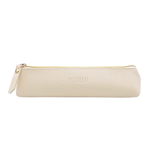 Funny live Portable Pencil Bag Pen Case Cosmetic Bag, Candy Colors Leather Stationery Pouch Slim Zipper Bag School/Office Supplies Bag Case for Pens, Pencils, Markers, Lipsticks, Makeup Brush (White)