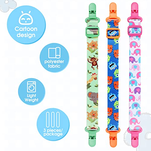 Eunoir 3 Pieces Baby Goal Adjustable Bib Clip, Baby Bib Anti-Drop Clip, Cartoony Design Adjustable Bib Clip, Blue, Pink, Green Available