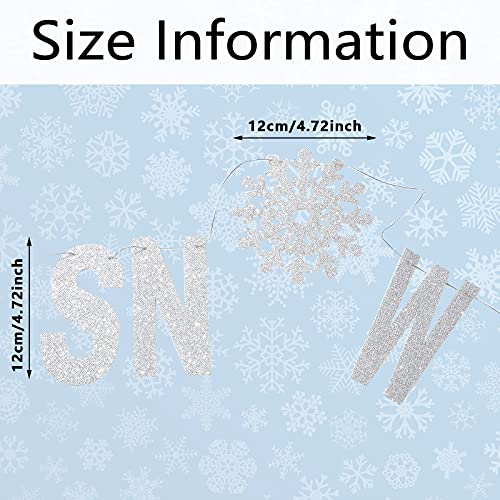 Silver Glitter Let It Snow Banner Winter Snowflake Garland Banner Wool Felt Ball Garland Pom Pom Garland for Christmas Holiday Party Decorations