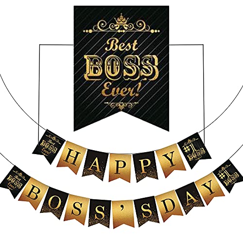 Happy Boss’s Day Banner Party Decorations Supplies - International Boss Day Hanging Banner Number 1 Boss Decoration Banner Best Boss Ever Party Decor