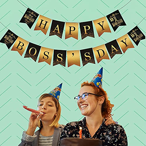 Happy Boss’s Day Banner Party Decorations Supplies - International Boss Day Hanging Banner Number 1 Boss Decoration Banner Best Boss Ever Party Decor
