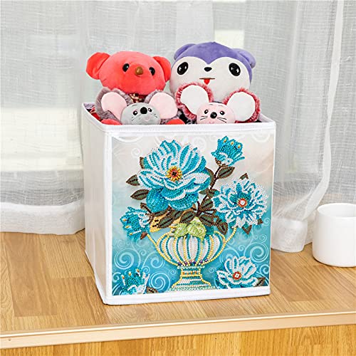 DIY Diamond Painting Storage Cubes Organizer Container Kits, Folding Storage Box with DIY Diamond Painting Art Craft Kits for Desktop Toys Sundries Pantry Closet, Toys, Bedroom Organizer.