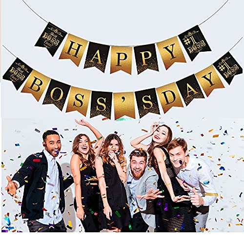 Happy Boss’s Day Banner Party Decorations Supplies - International Boss Day Hanging Banner Number 1 Boss Decoration Banner Best Boss Ever Party Decor
