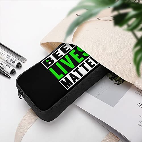 Beer Lives Matter Pencil Case Stationery Pen Pouch Portable Makeup Storage Bag Organizer Gift