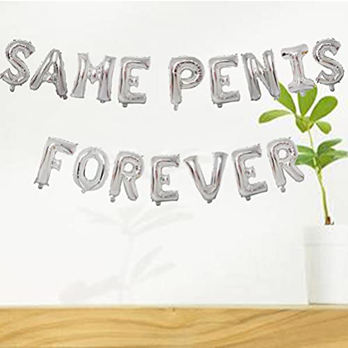 TOYANDONA Bachelorette Party Banner, Bachelor Party Balloons- Same Forever Banner, Bridal Shower Supplies Bride to be Decoration- Silver