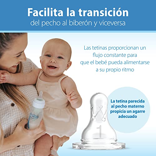Dr. Brown's Natural Flow Anti-Colic Options+ Narrow Baby Bottle, 4 oz/120 mL, with Level 1 Slow Flow Nipple, 0m+, 4 Bottles