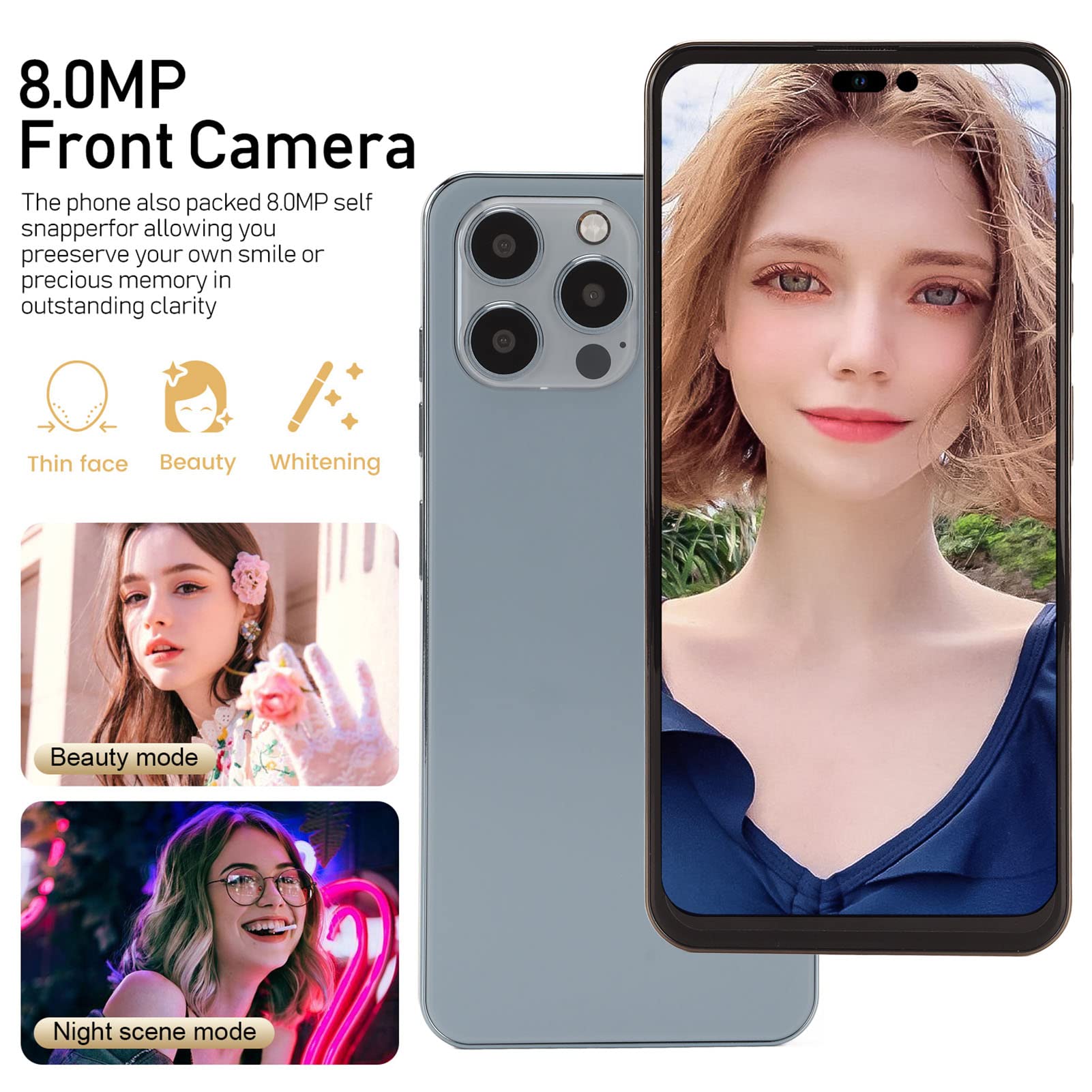 Pomya I14proMax Smartphone, Unlocked Cell Phone for Android10, 4G Network Dual SIM, 6.7 Inch 2G 16G Storage, 4000mAh Battery, 13MP 5MP Camera, GPS WiFi Bluetooth5.0 (Blue), BUQEzvufodyq34-13