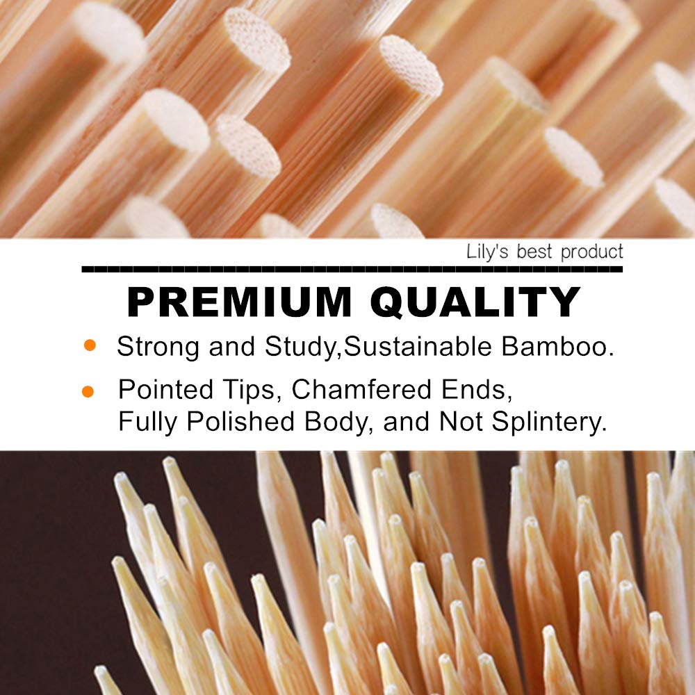 HOPELF 12" Natural Bamboo Skewers for BBQ,Appetiser,Fruit,Cocktail,Kabob,Chocolate Fountain,Grilling,Barbecue,Kitchen,Crafting and Party. Φ=4mm, More Size Choices 6"/8"/10"/14"/16"/30"(100 PCS)