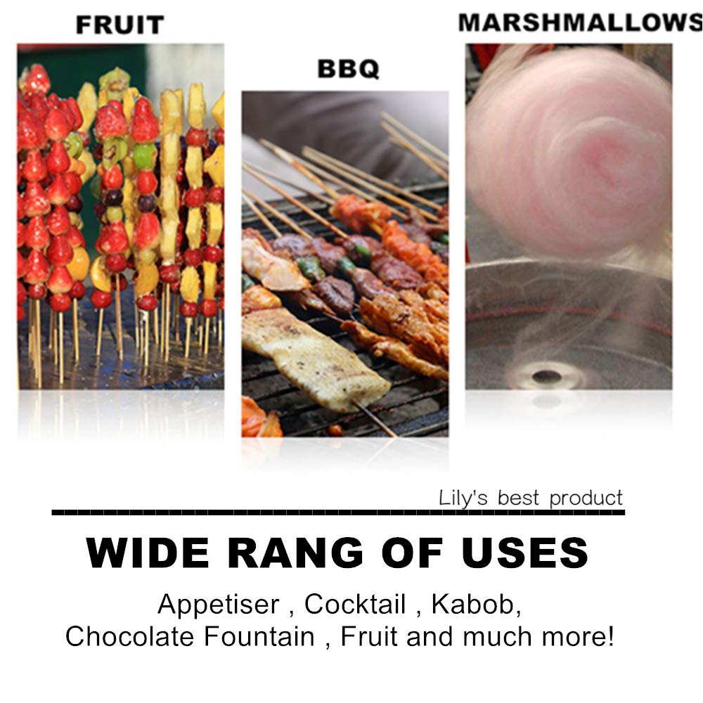 HOPELF 12" Natural Bamboo Skewers for BBQ,Appetiser,Fruit,Cocktail,Kabob,Chocolate Fountain,Grilling,Barbecue,Kitchen,Crafting and Party. Φ=4mm, More Size Choices 6"/8"/10"/14"/16"/30"(100 PCS)