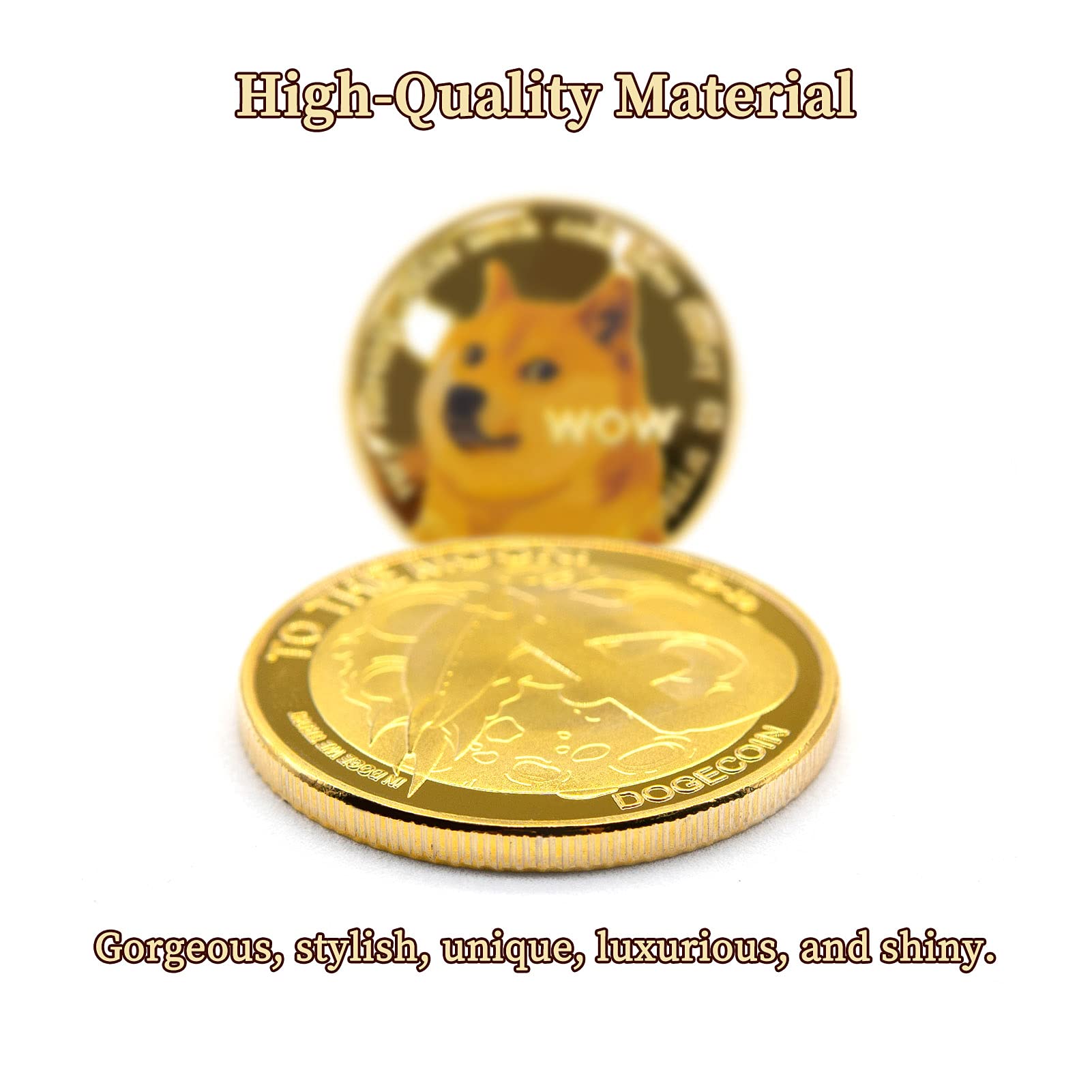 KANGHE 2pcs Dogecoin Coin Collection, Doggie Virtual Coin, Shiba Inu Coin Gold-Plated and Silver-Plated Commemorative Ccoin