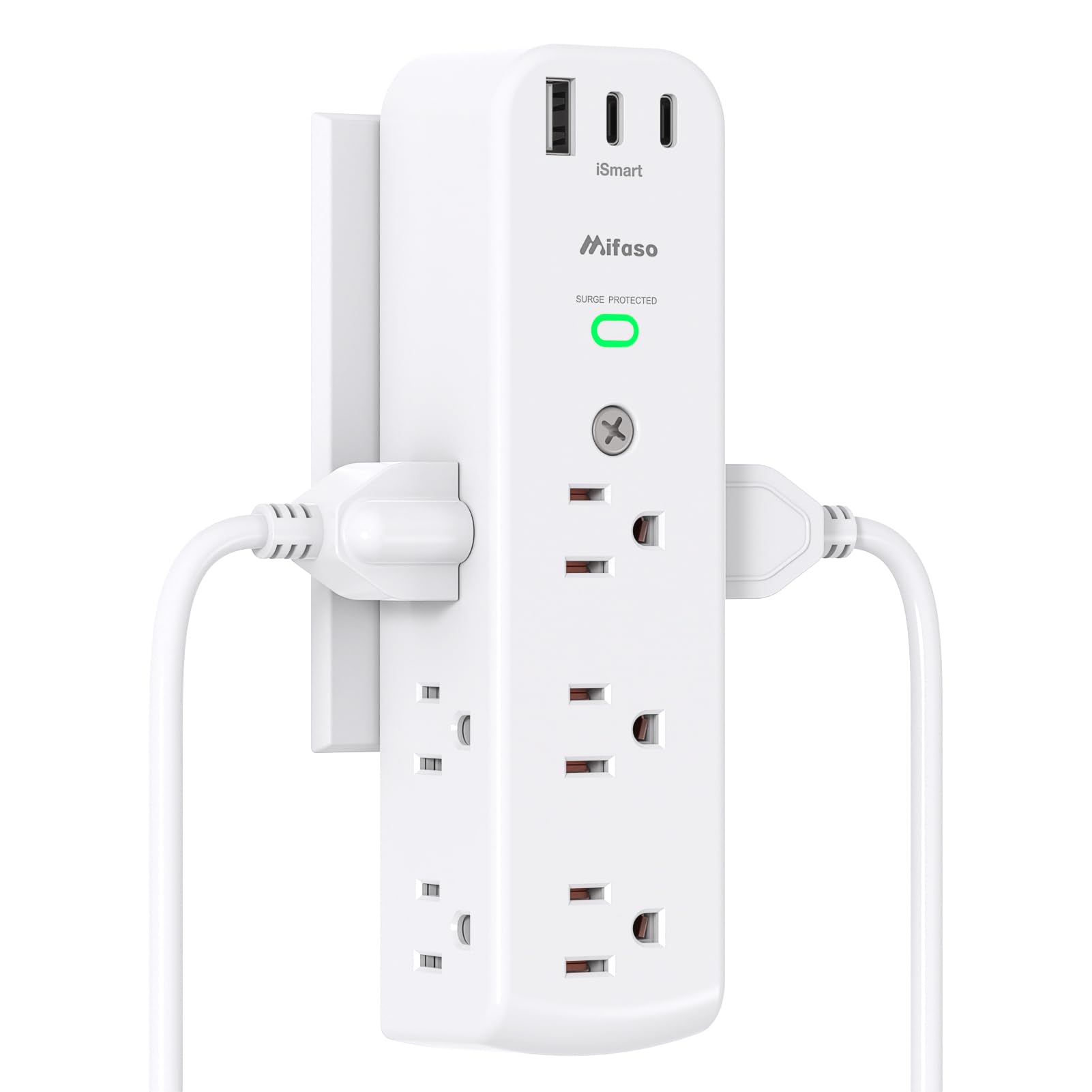 Surge Protector Outlet Extender, 9 AC Multi Plug Outlet with 3 USB Ports (2 USB C), 1080 Joules, 3-Sided Power Strip with Spaced Outlet Splitter for Home, Dorm Room Essentials