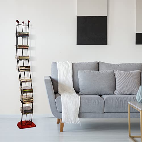 Atlantic Wave Wire CD Tower - Hold 110 CDs in Steel and Black Cherry Wood, PN1316