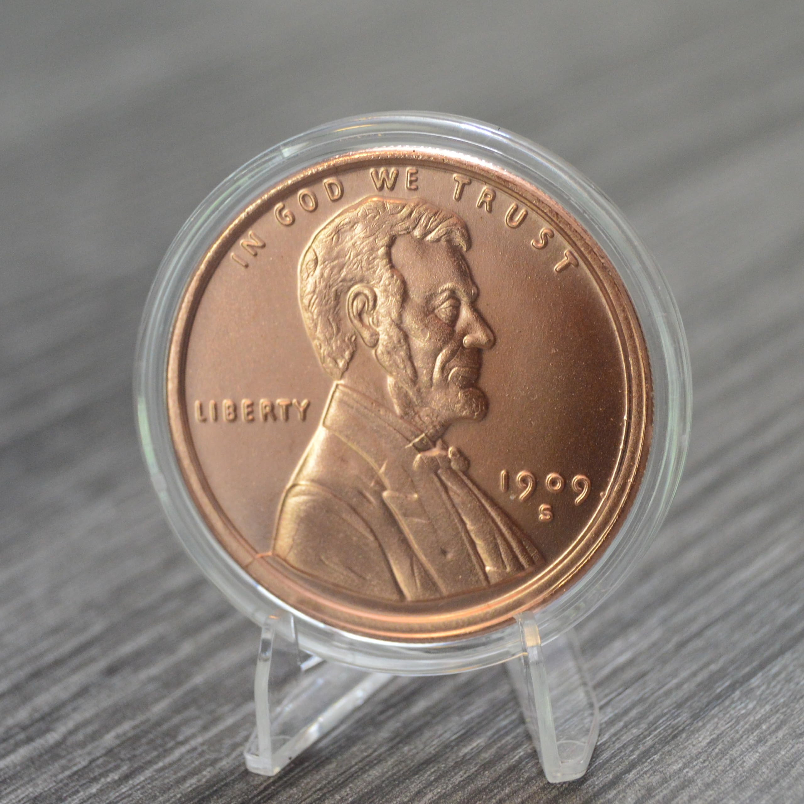Lincoln Wheat Cent 1909 S VDB Design 1 oz Pure .999 Copper Round Collectible Jumbo 39mm Coin in Capsule - COA by Heavenly Metals