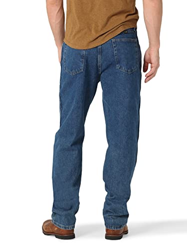 Rustler Men's Classic Relaxed Fit, Dark Stonewash, 38W x 32L