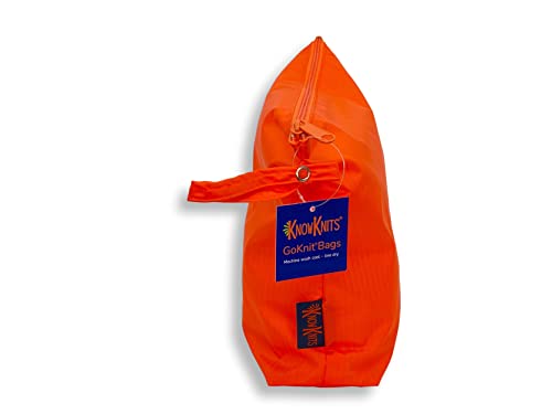 KnowKnits GoKnit Zip Project Bag for Knitting and Crochet (Orange)