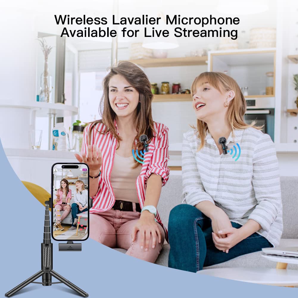 Leettus 2pcs Lavalier Wireless Microphone for iPhone iPad Video Recording,Mini Microphone for Game Live Streaming,Interviews,YouTube,TikTok,Vlog(Not Applicable for iPhone USB-C Interface)