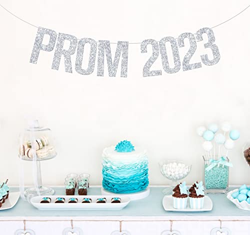 Prom 2023 Banner, Prom Night Decor, 2023 Graduation Decorations, Class of 2023 Grad Party Decorations Supplies Silver Glitter