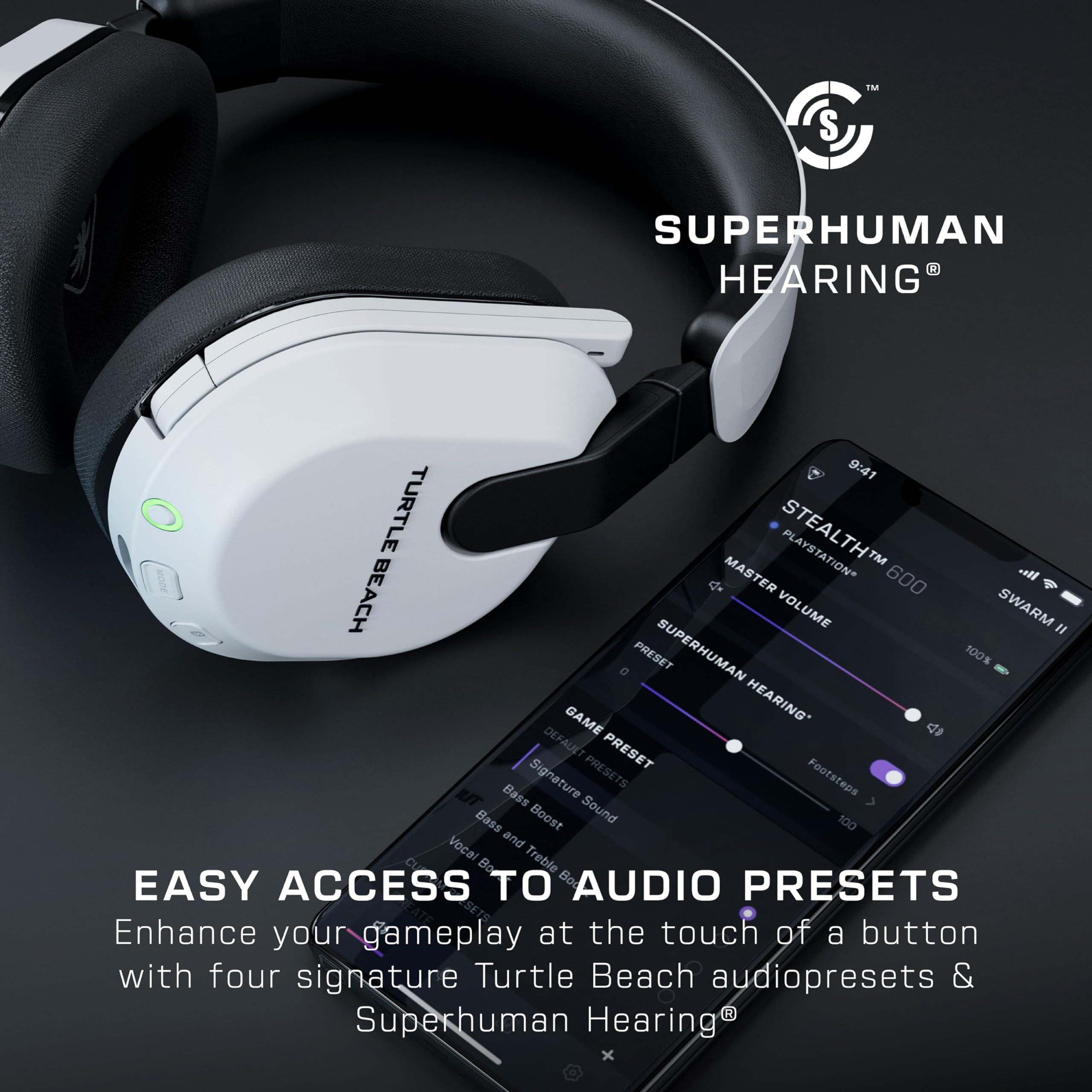 Turtle Beach Stealth 600 Wireless Multiplatform Amplified Gaming Headset for Xbox Series X|S, Xbox One, PC, PS5, PS4, & Mobile – Bluetooth, 80-Hr Battery, Noise-Cancelling Mic – White